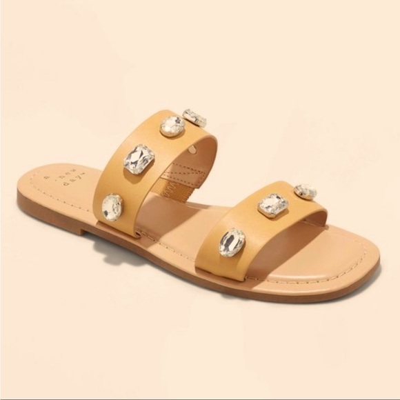 BRIT | Shoes | New Brit Two Band Embellished Sandals Large Sparkly ...